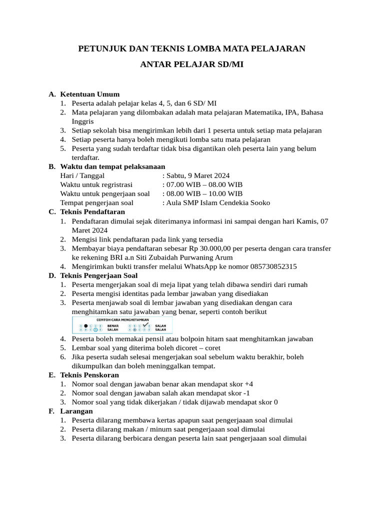 Juknis Lomba Mata Pelajaran | PDF