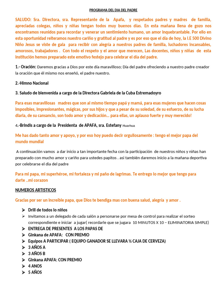 Programa Del Dia Del Padre 2024 Pdf