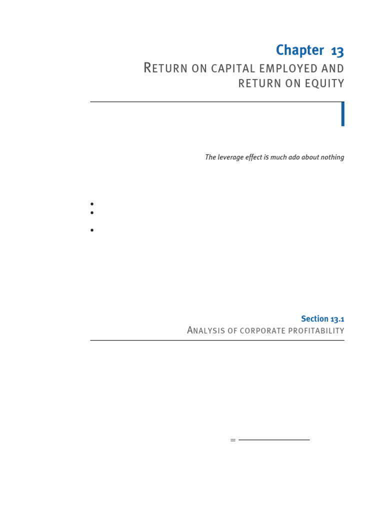 Chapter 13 - RETURN ON CAPITAL EMPLOYED AND RETURN ON EQUITY | PDF