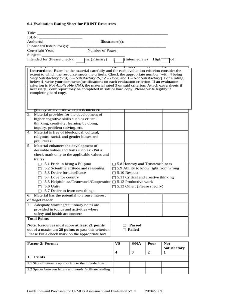 Evaluation Tool For Evaluating An LRs | PDF