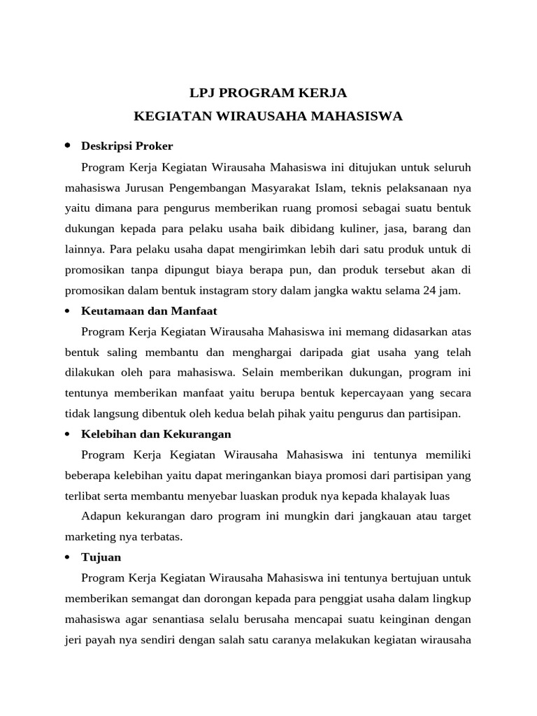 LPJ Program Kerja | PDF