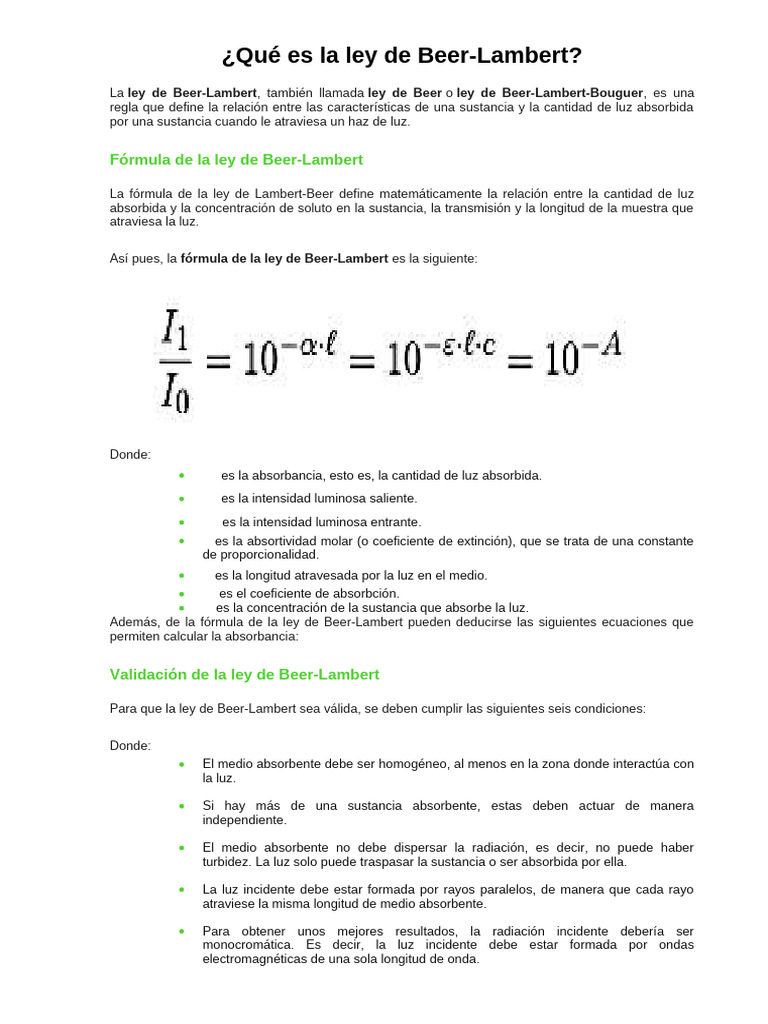 Espectroscopio y La Ley de Ber-Lambert | PDF