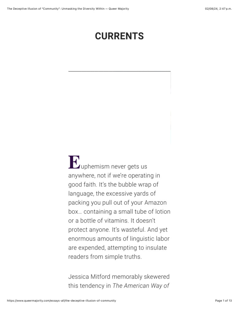 The Deceptive Illusion of "Community": Unmasking The Diversity Within - Queer Majority | PDF