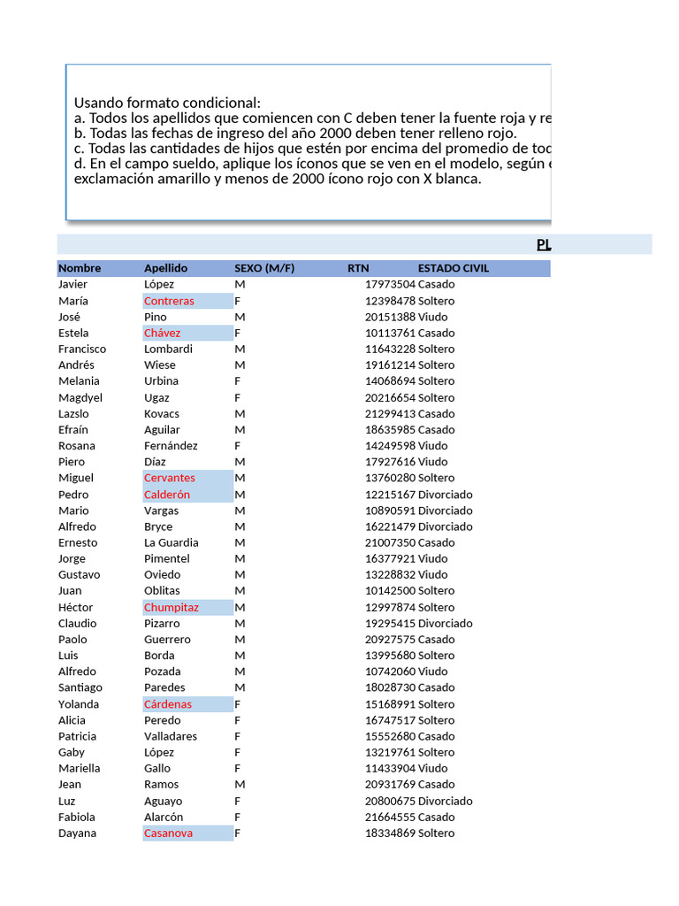 Ejercicio Formato Condicional | PDF