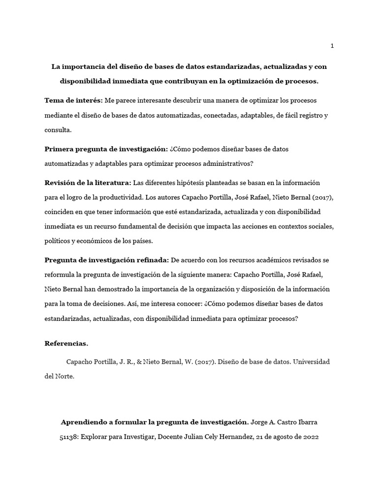 Aprendiendo A Formular La Pregunta de Investigación Aca1 | PDF