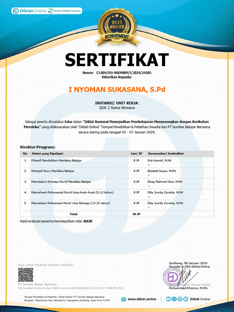 Sertifikat Zoom | PDF