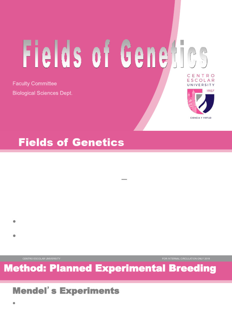 Fields of Genetics - 316900558 | PDF | Genetics | Genetic Engineering