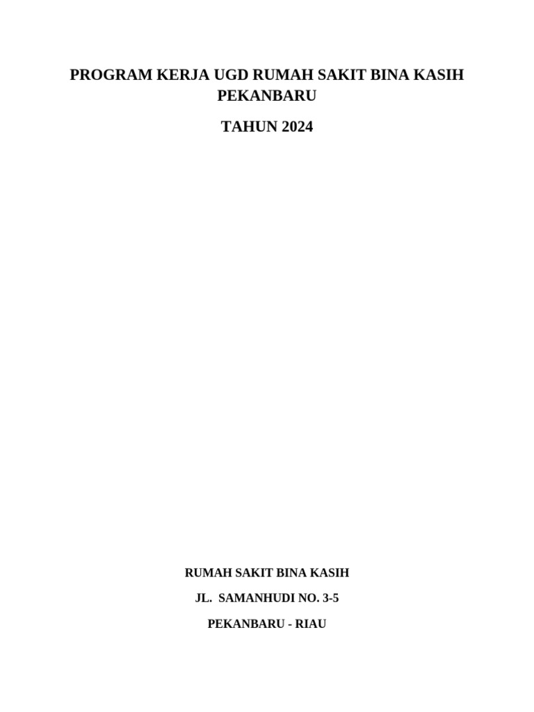 Program Kerja Ugd TH 2024 | PDF