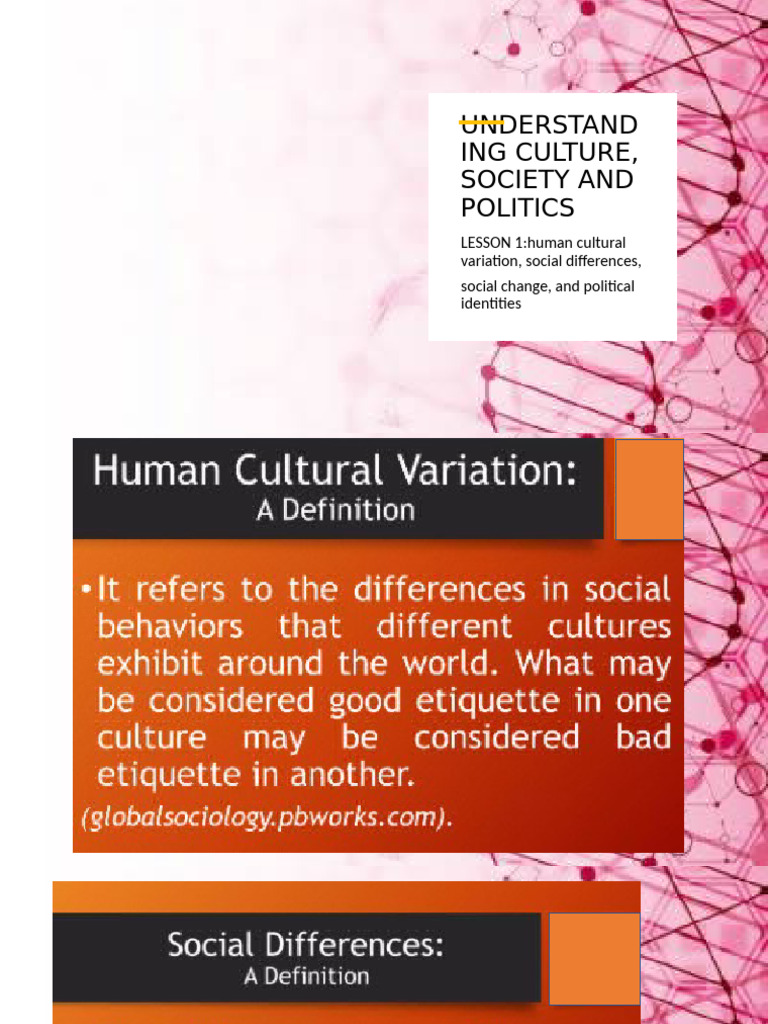 Lesson 1 Human Cultural Variation, Social Differences | PDF