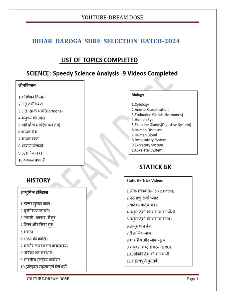 Bihar Daroga Sure Selection Batch | PDF