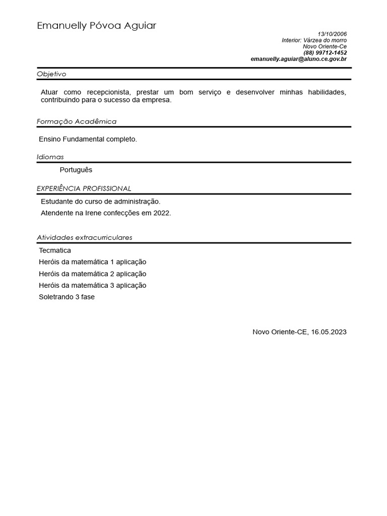 Currículo INGETI EMANUELLY 04.03.2023 | PDF Currículo INGETI EMANUELLY 04.03.2023 | PDF