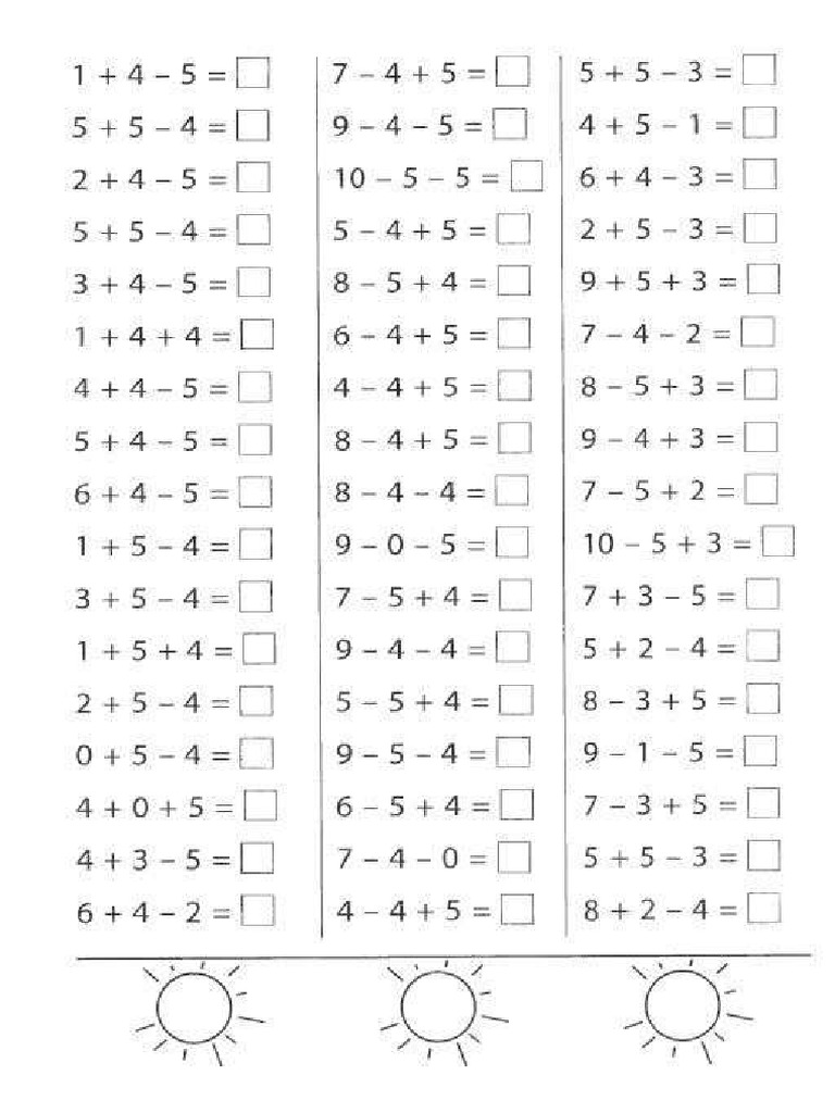 Latihan Penjumlahan Dan Pengurangan 3 Bilangan, Melengkapi Tanda ...