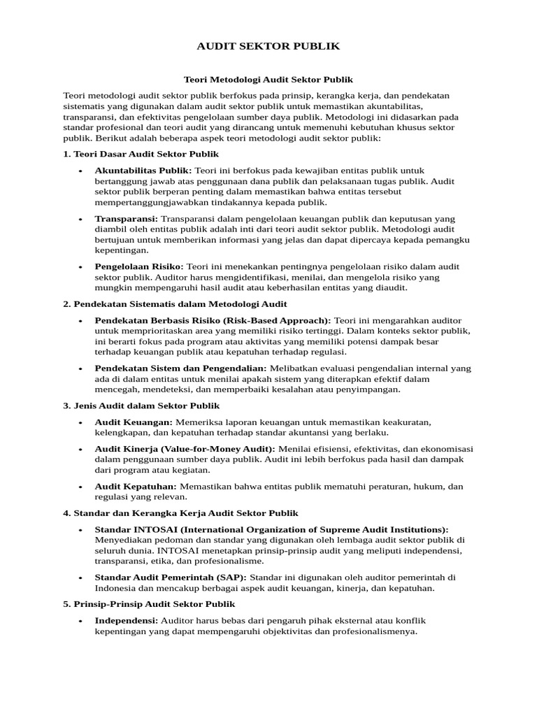 Metodologi Audit Sektor Publik | PDF