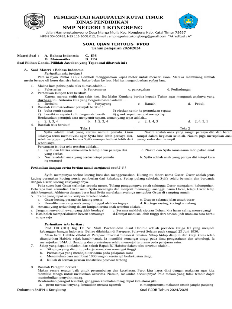 Soal PPDB 2024 | PDF