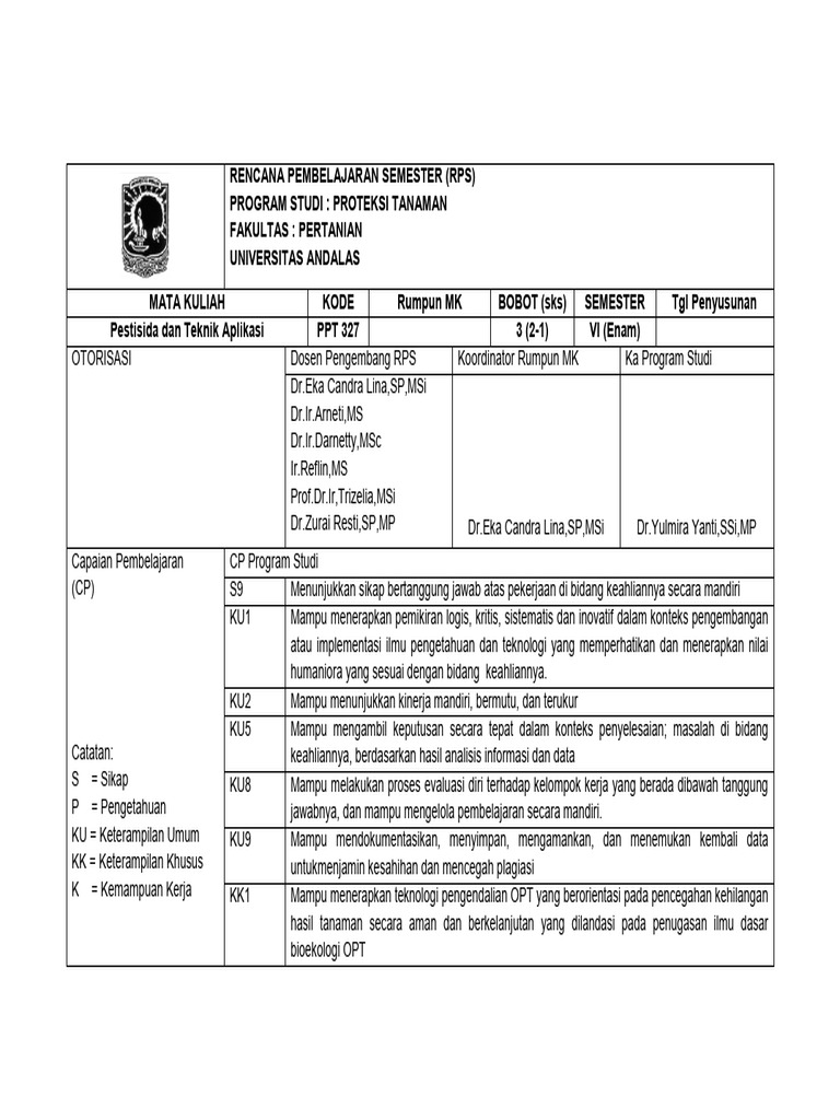 RPS Dan Bahan Ajar PTA | PDF