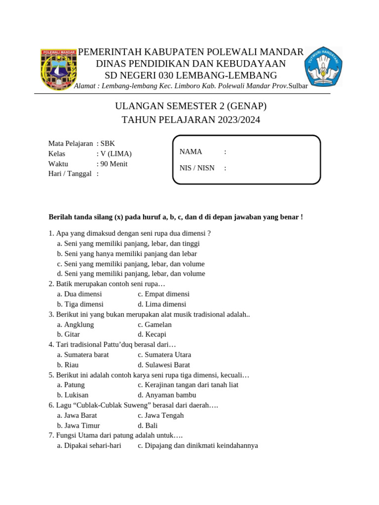 Soal Kelas 5 Sem.2 | PDF