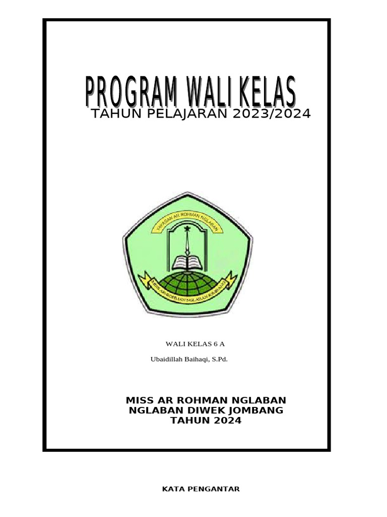 Program Kerja Wali KLS 6 A 2021-2022 | PDF