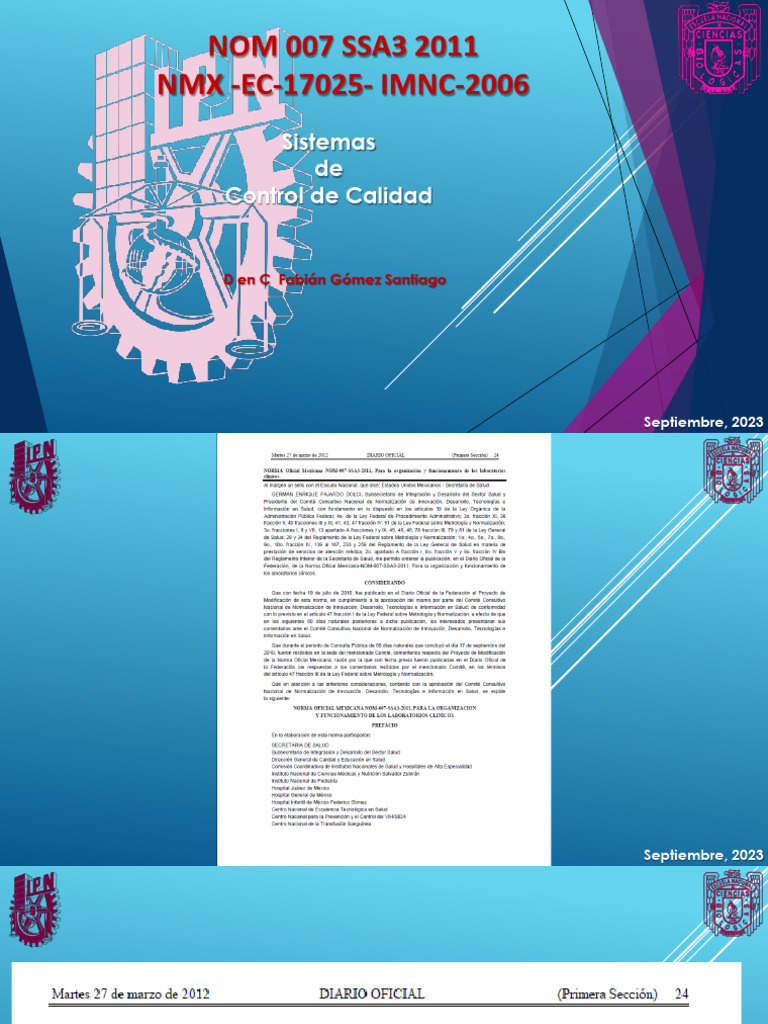 NOM 007, NMX 17025 Clase26Sep2023 | PDF