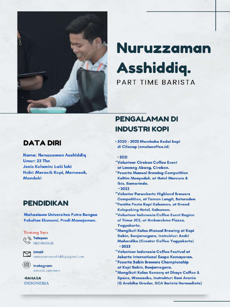 CV. Nuruzzaman Barista Part Time | PDF