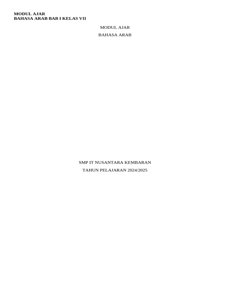 Modul Ajar B. Arab 7 - Bab 3 | PDF