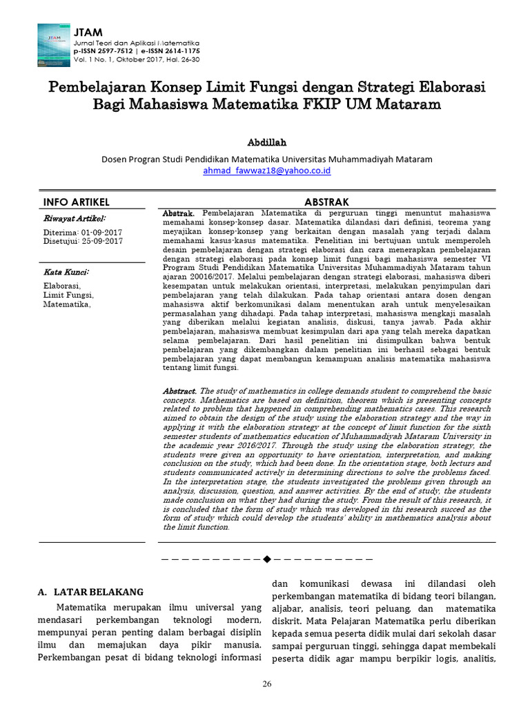 Pembelajaran Konsep Limit Fungsi Dengan D0ce8e53 | PDF
