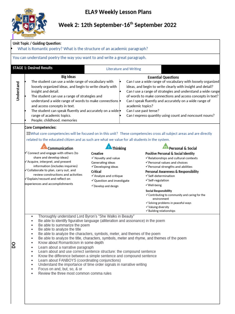 ELA 9 Week 2 | PDF