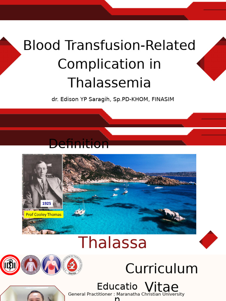 Blood Transfusion Complication Thalasssemia - DR Edison | PDF