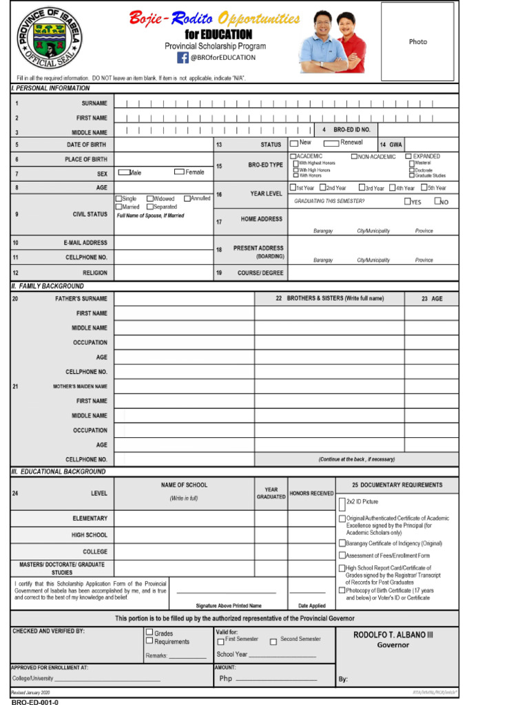 BRO Ed Application Form | PDF