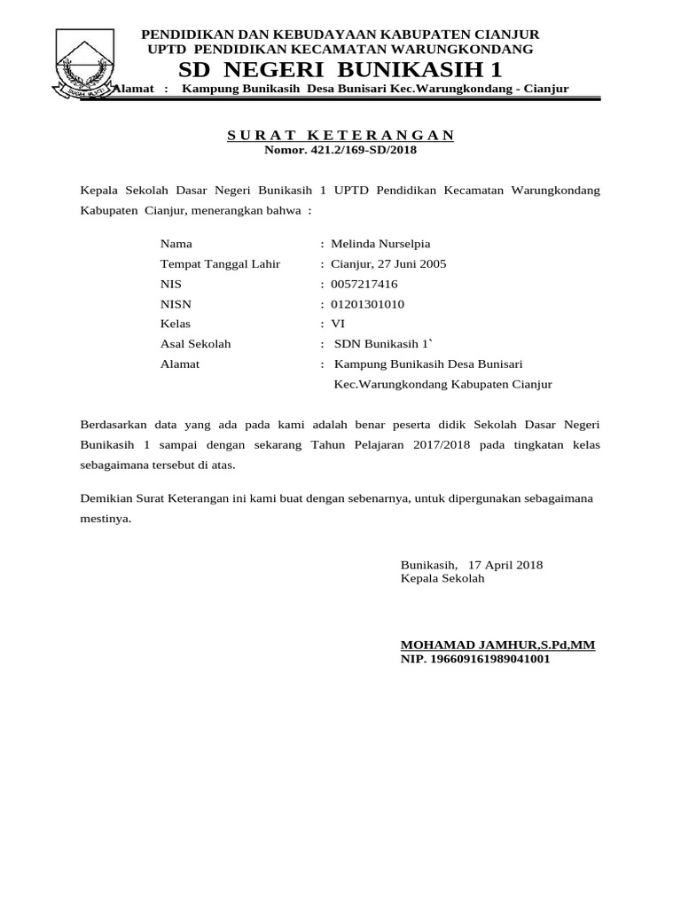 Surat Keterangan PKH | PDF