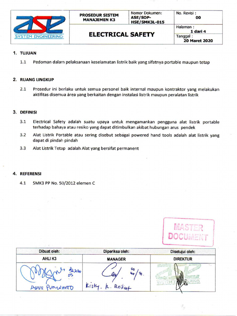 15 SOP ASE Electrical Safety | PDF