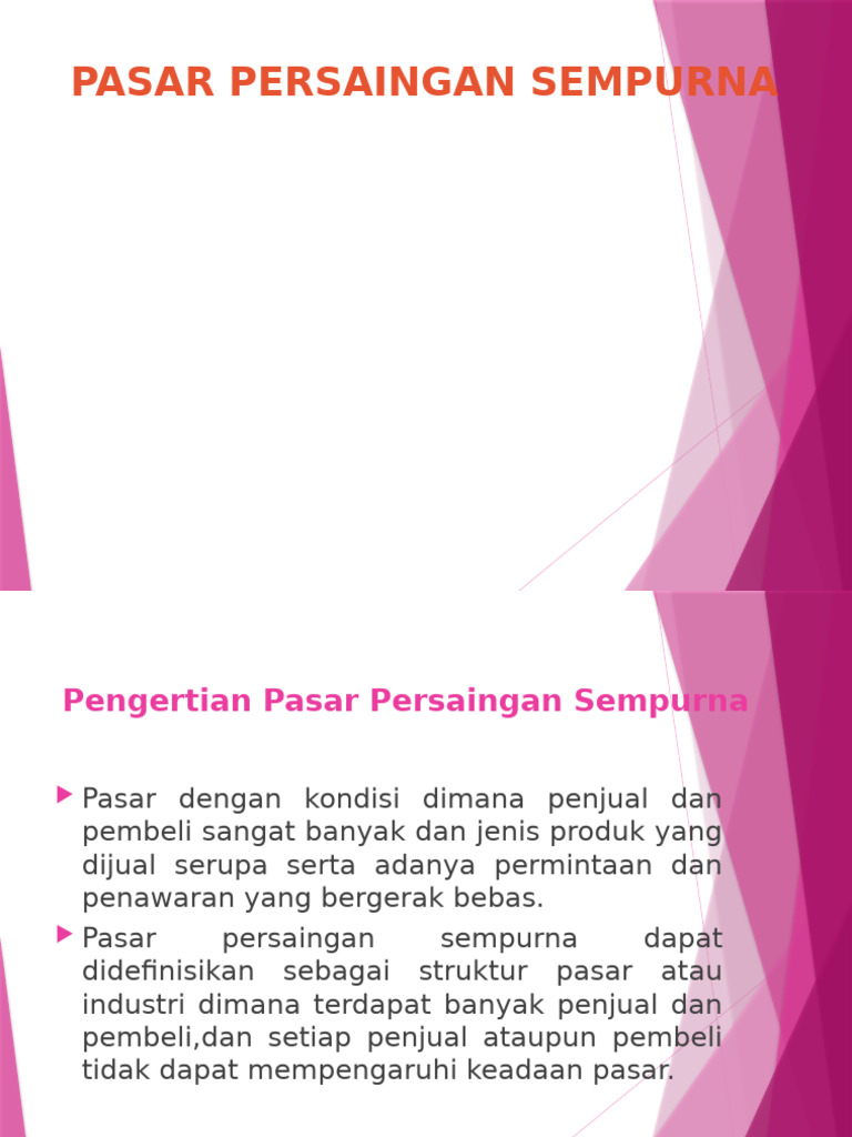 Pasar Persaingan Sempurna | PDF