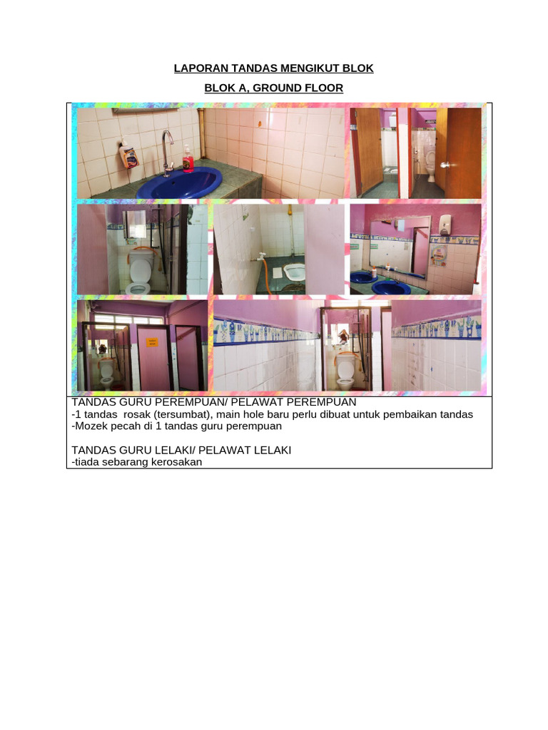 Laporan Tandas Mengikut Blok | PDF