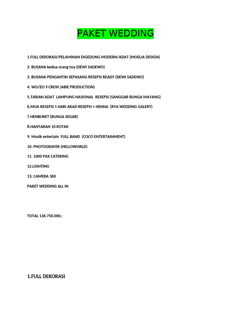 Paket Wedding Nabila & Adint Jamal | PDF