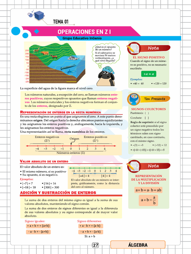 01 - Operaciones Con Los Números Enteros Z I | PDF