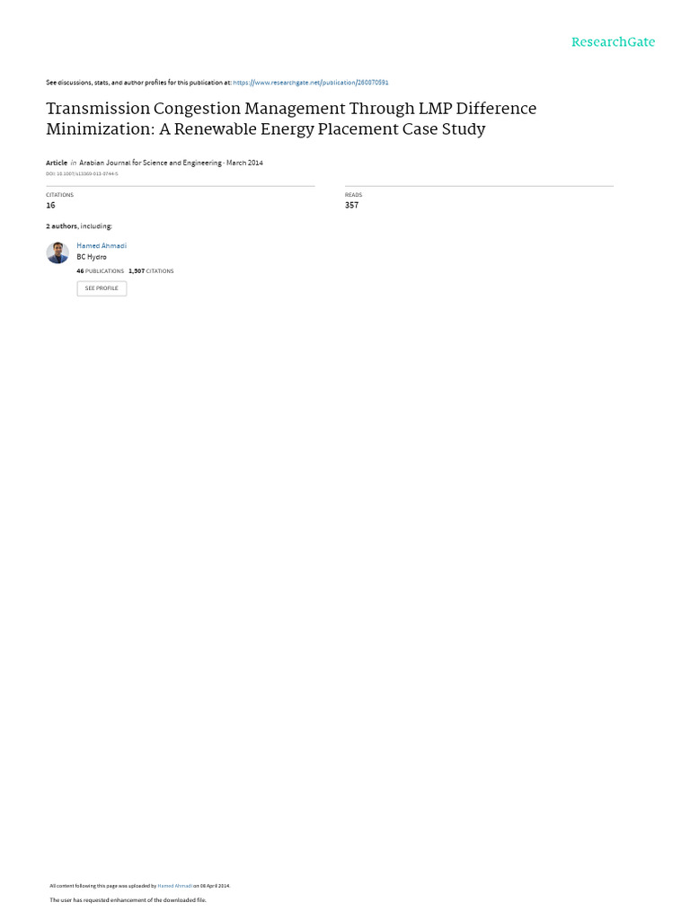 Transmission Congestion Management Through LMP Difference Minimization: A Renewable Energy ...