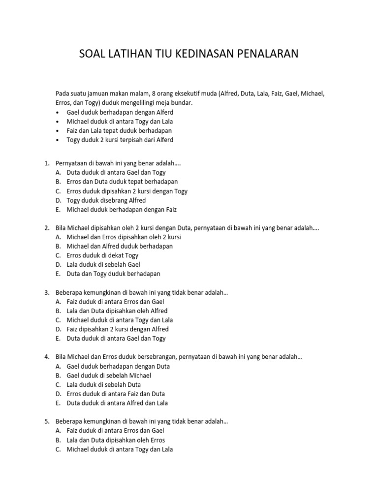 Master SOAL LATIHAN TIU KEDINASAN PENALARAN | PDF