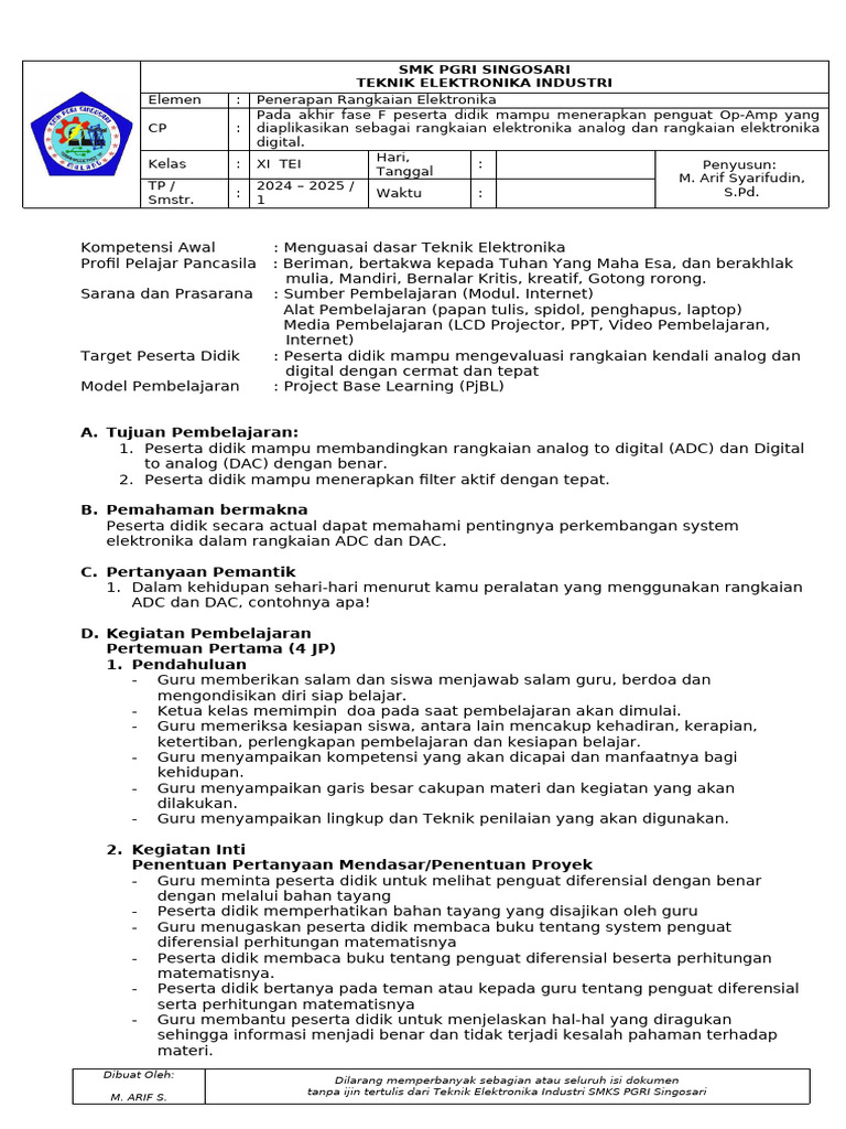 Modul Ajar ADC Dan DAC | PDF