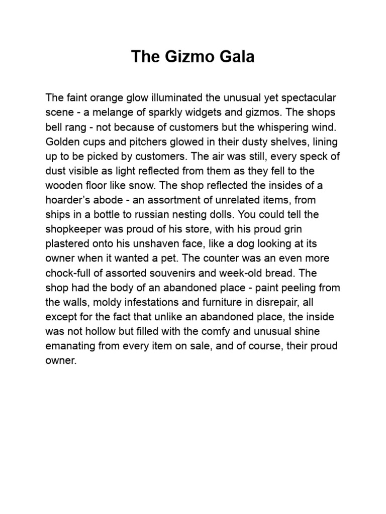 The Gizmo Gala - A Descriptive Writing | PDF