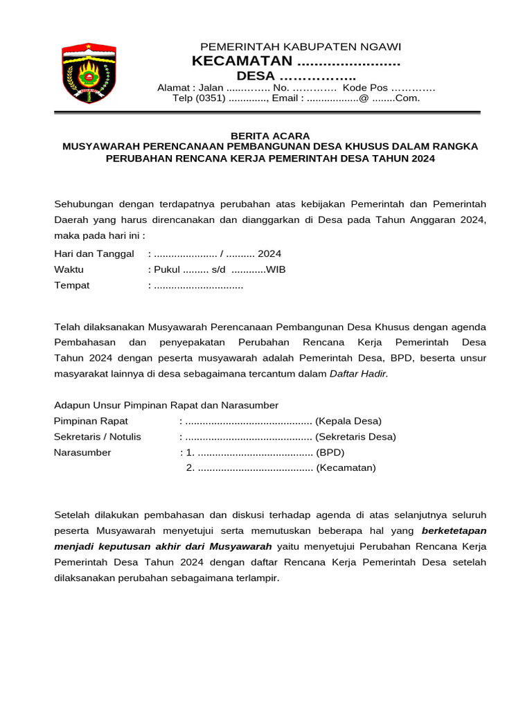 5.a. Contoh BA Musrenbang Khusus | PDF