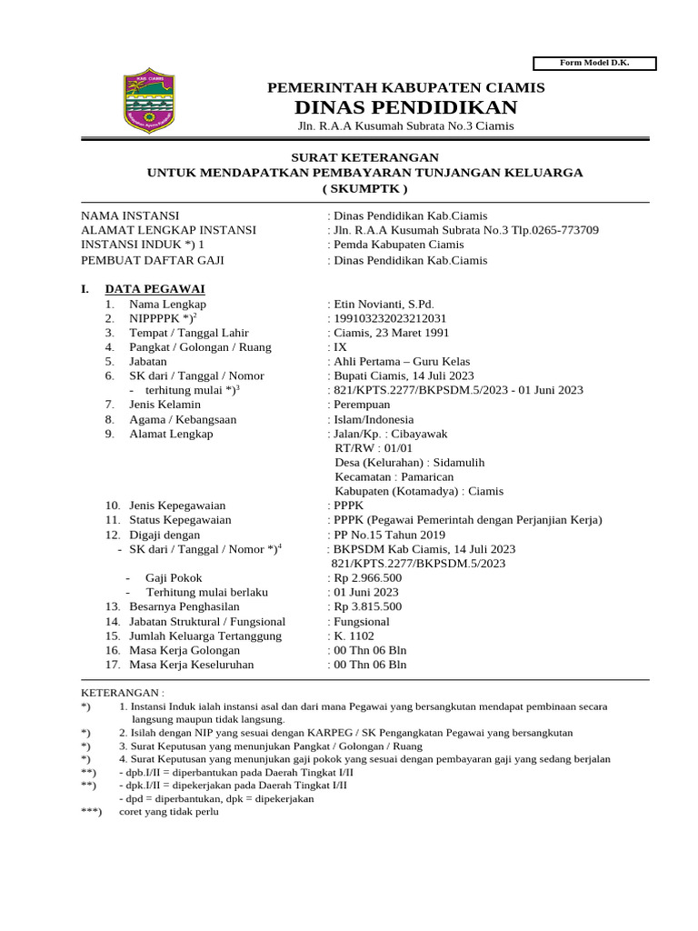 Format Skumptk 2023 | PDF