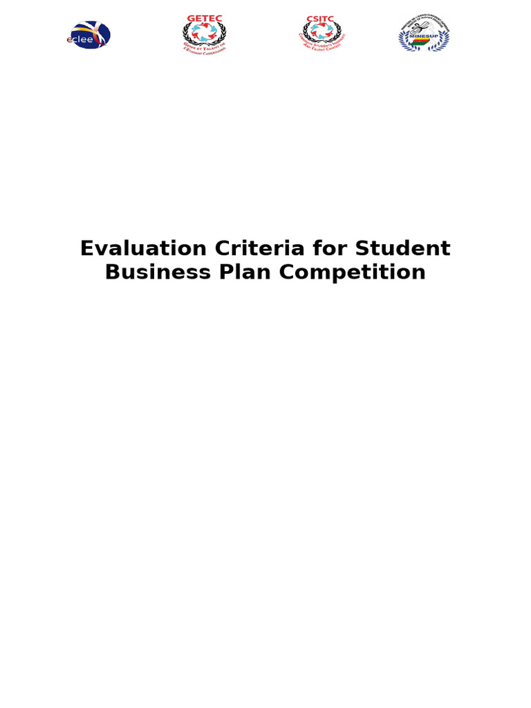 Evaluation Criteria For Student Business Plan Competition | PDF