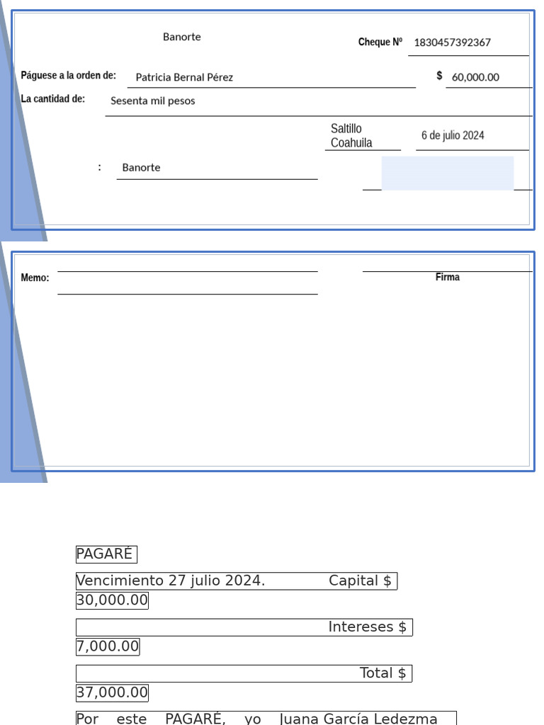 Formato de Cheque para Llenar en Word | PDF