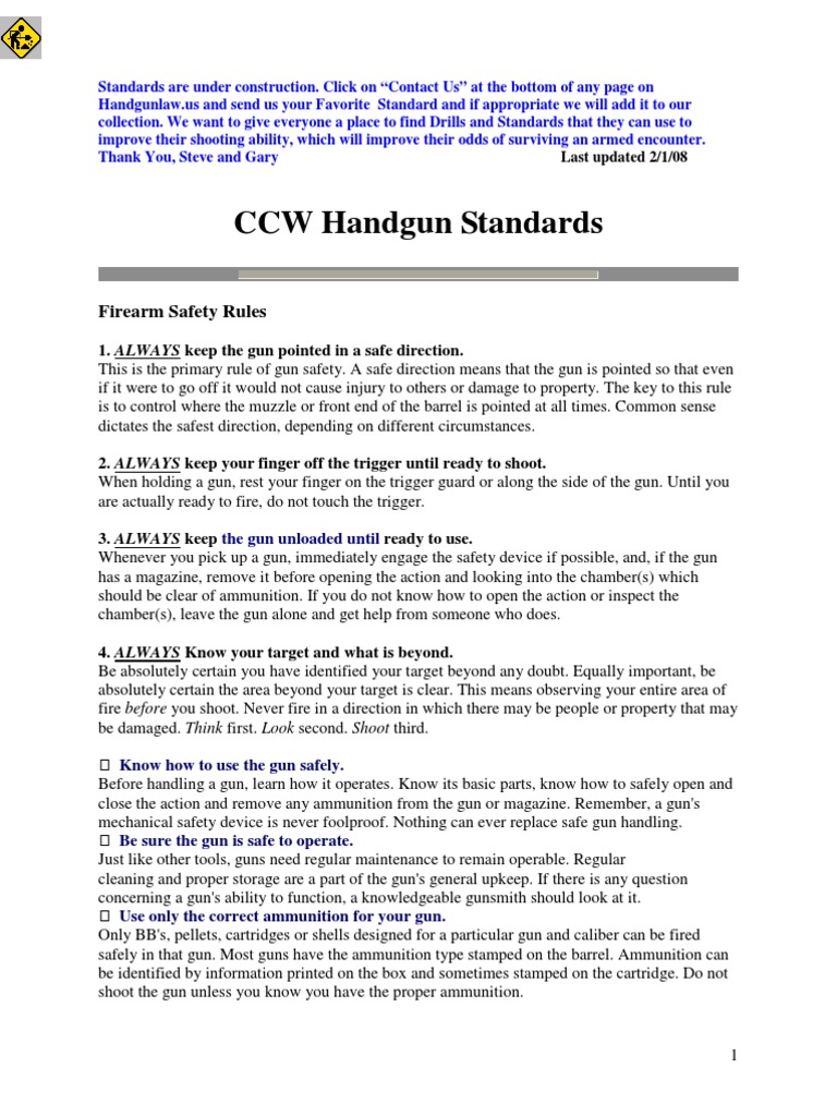 Handgun Standards | PDF | Cartridge (Firearms) | Magazine (Firearms)
