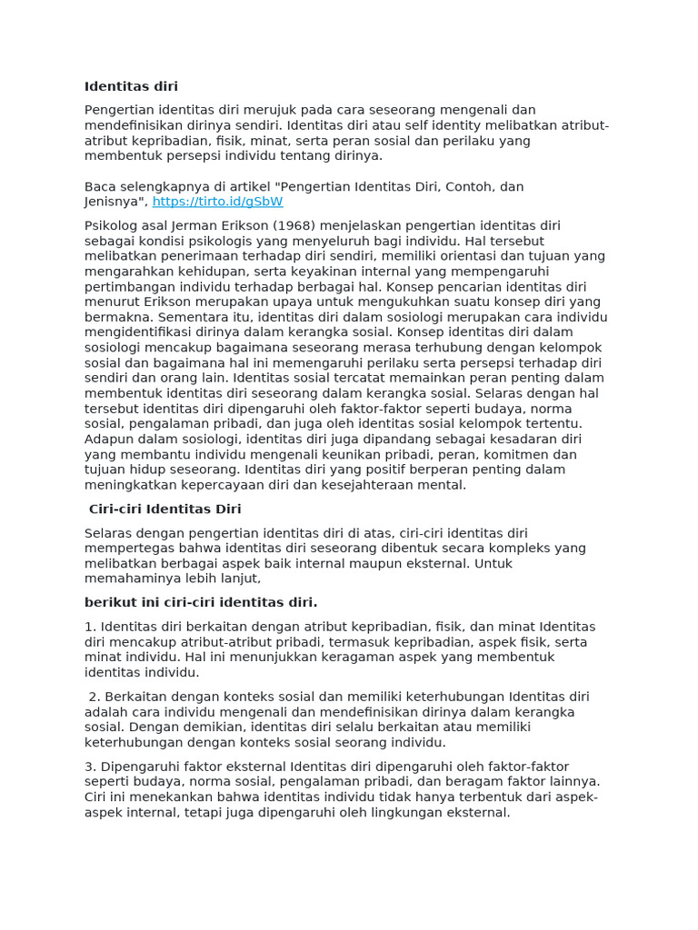 Identitas Diri (Anik S) | PDF