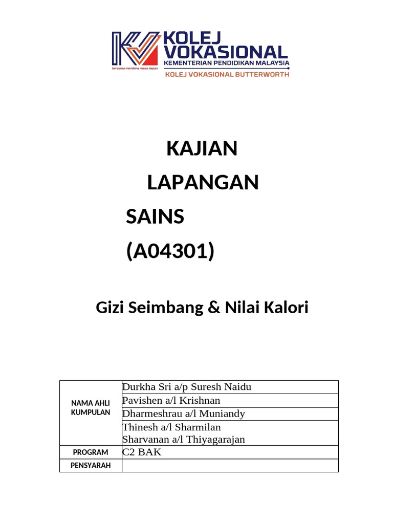 CONTOH LAPORAN KAJIAN LAPANGAN SEM 3 | PDF