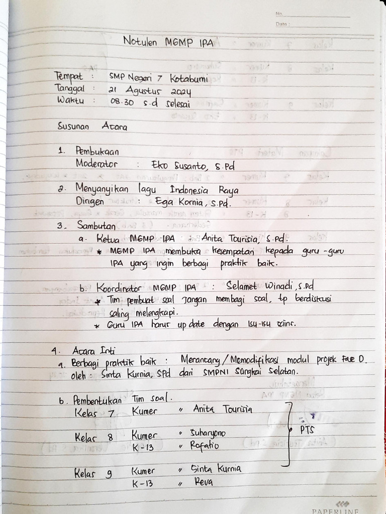 Notulen MGMP 21 Agsts 2024 | PDF