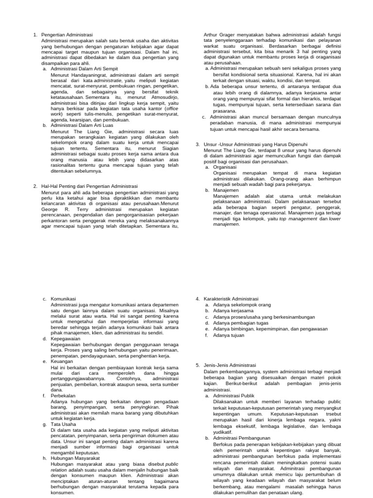 Pengertian Administrasi (AutoRecovered) | PDF