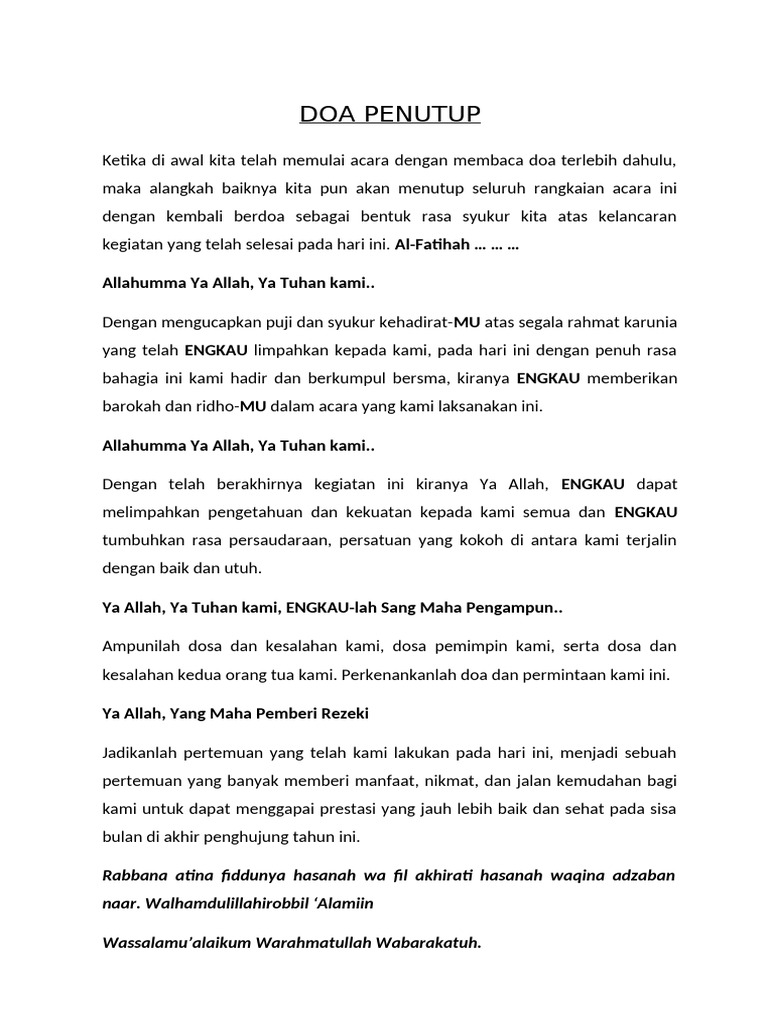 Doa Penutup (Untuk Acara) | PDF