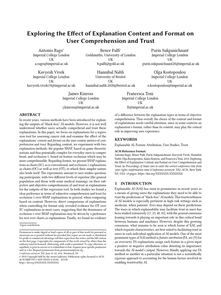 Exploring The Effect of Explanation Content and Format On User ...