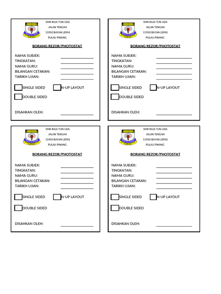 Borang Rezo | PDF